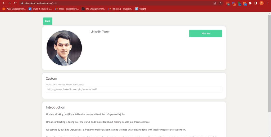 Talent Profile Page | WhiteLance